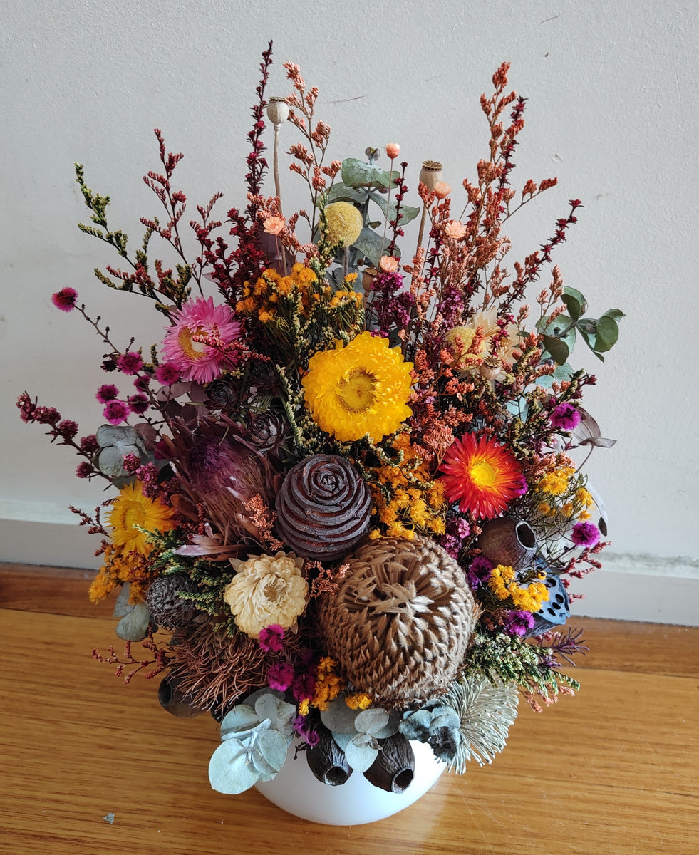 Native Blooms - Everlasting Rusty Neutral Native Dried Arrangement in ...