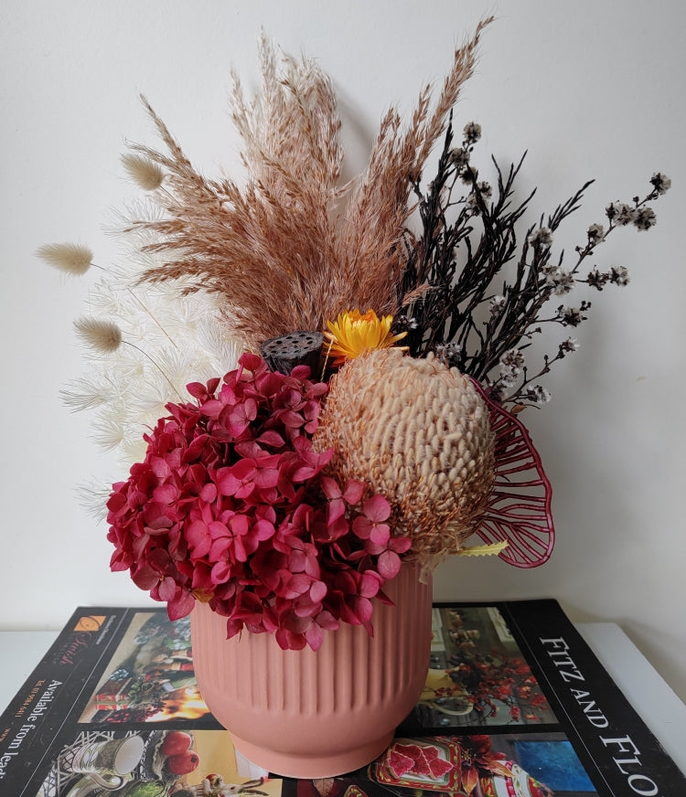 Meghan - Small Everlasting Rustic Earthy Ochre & Neutral Dried Arrange ...
