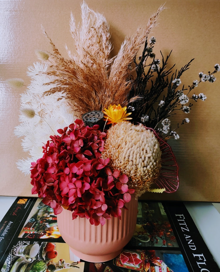 Meghan - Small Everlasting Rustic Earthy Ochre & Neutral Dried Arrange ...